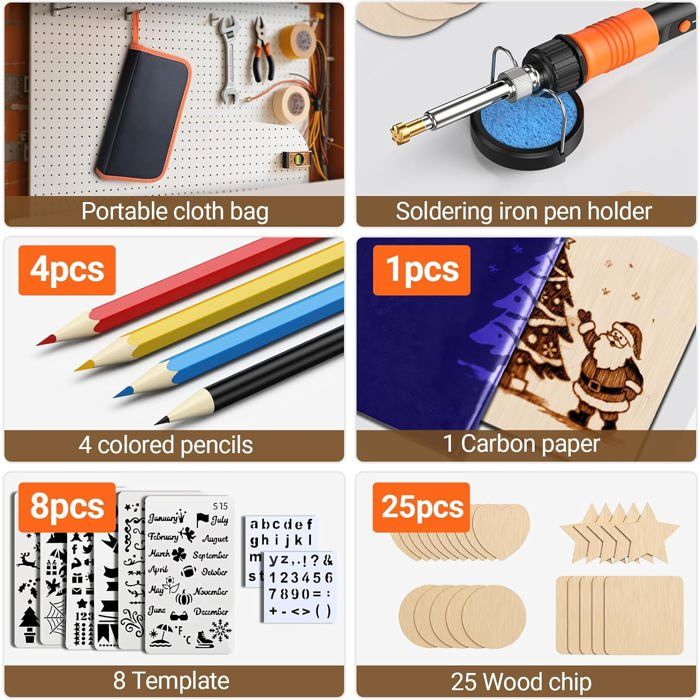 Preciva Pyrograveur sur Bois, 70pcs Graveur Bois avec LCD Stylo à ...