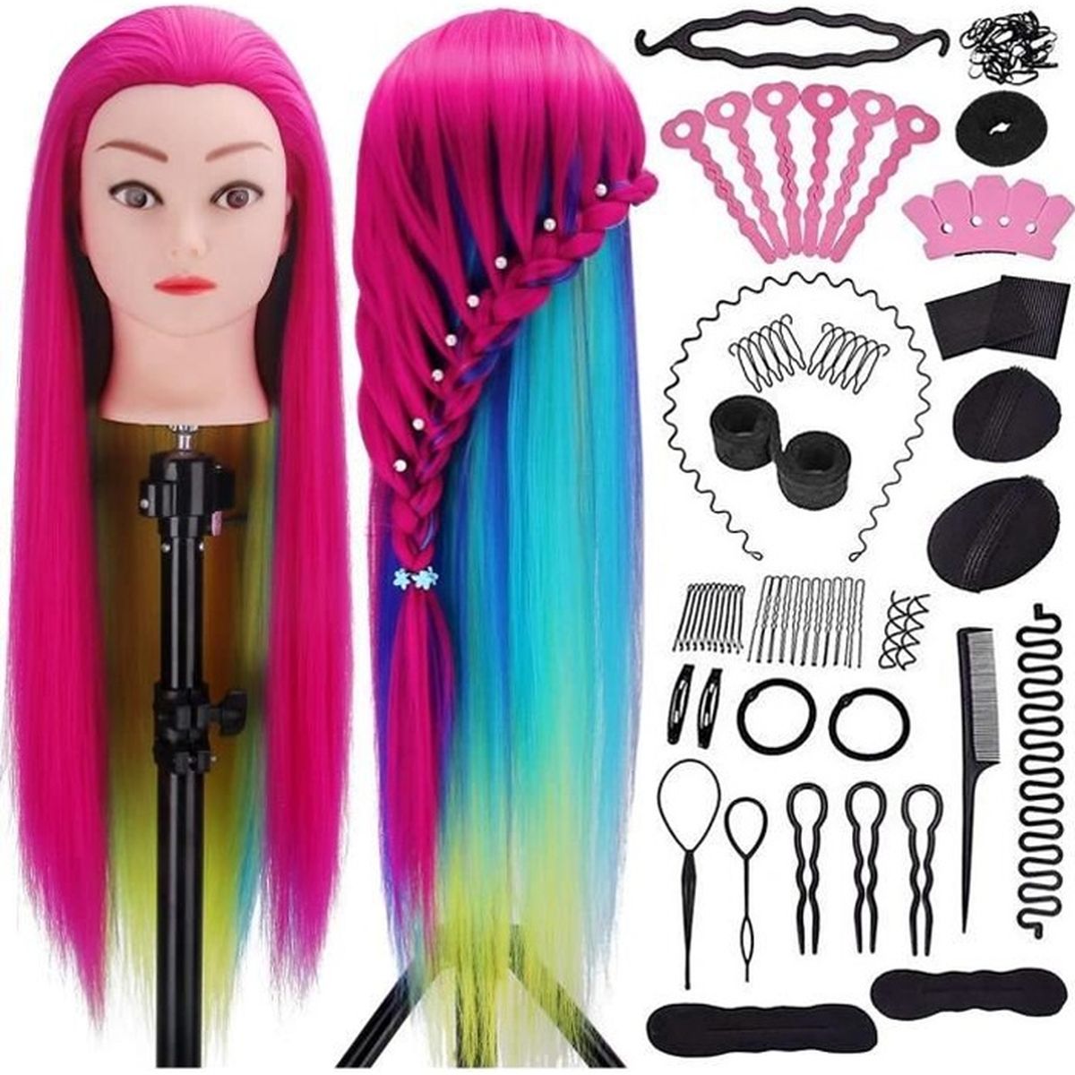 Tête à coiffer professionnelle 100% Cheveux Fibre Synthétique pour ...