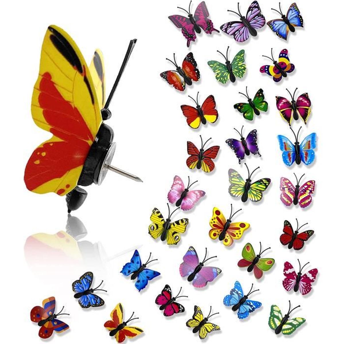 50 punaises papillon, papillon réaliste 3D, motif aléatoire pour la ...