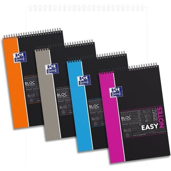 EasyNotes Bloc-Notes à Spirales Format A4+ 160 Pages Grands Carreaux ...