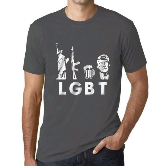 Homme Tee Shirt Lgbt Liberté Armes À Feu Bière Lgbt Liberty Guns Beer T Shirt Vintage Gris