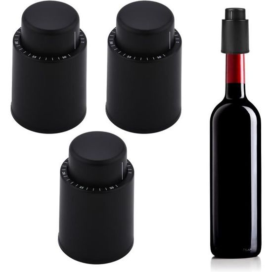 3PCS Bouchon Bouteille Vin sous Vide, Bouchon Champagne Acier Inoxydable Réutilisables avec ...