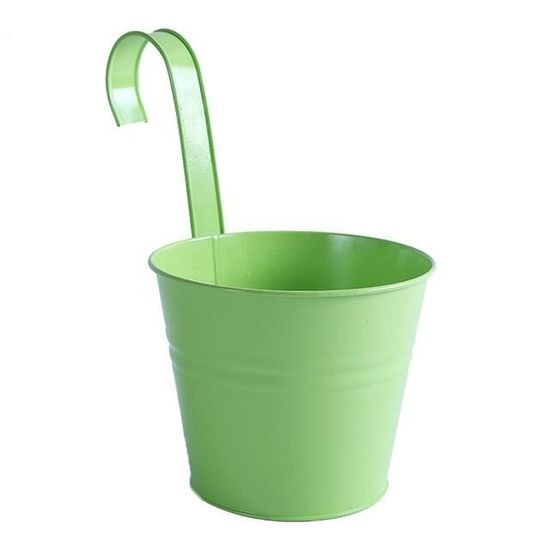 POT DE FLEUR,vert clair--Pot de fleurs en fer coloré avec poignée ...
