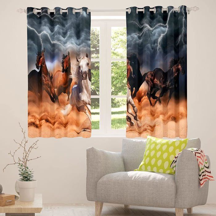Rideaux De Fenêtre De Cheval Pour Garçons, Adolescents, Motif Animaux ...
