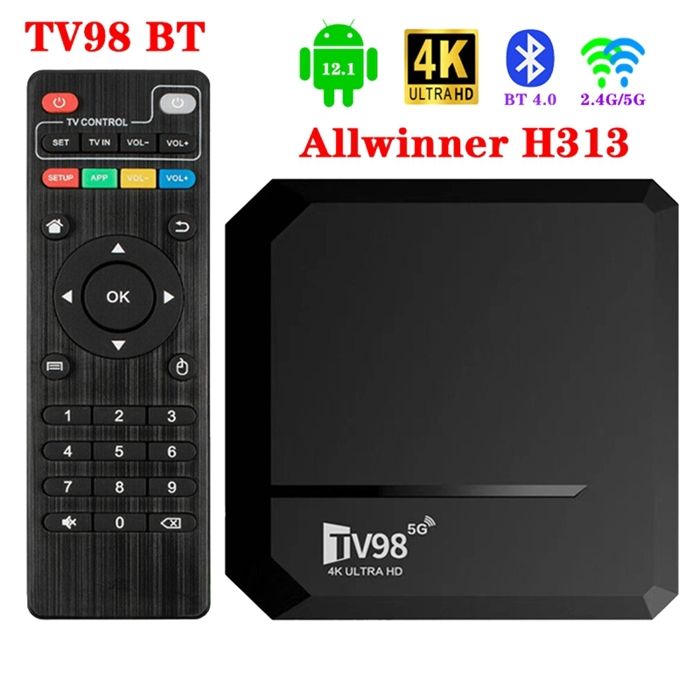 TV98 BT TV Box 2G+16G Allwinner H313 Android 12.1 Smart TV Box 2.4G+5G ...