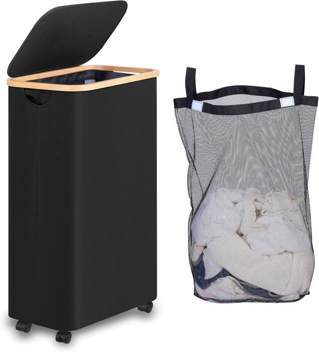 IEGrow Panier à Linge 75L avec Couvercle, Panier a Linge avec Roues et ...