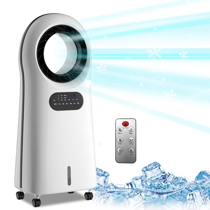 Climatiseur mobile 4 en 1 sans pale avec humidificateur, purificateur et ventilateur silencieux ...