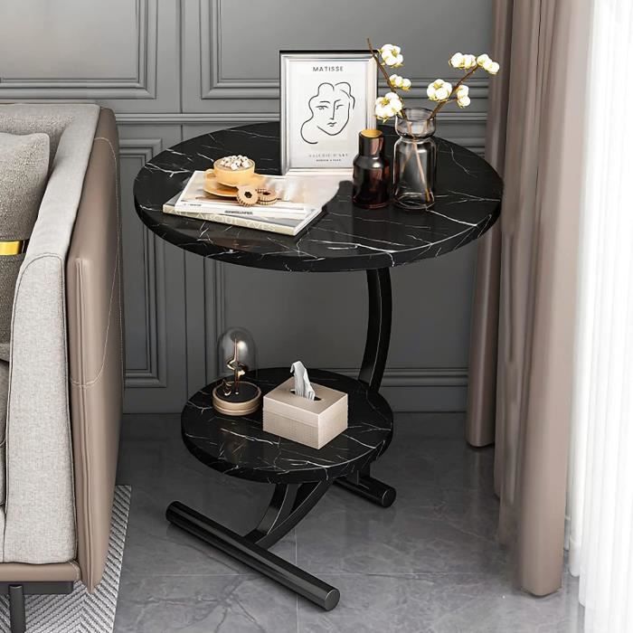 Table Basse Ronde Moderne Avec Rangement À 2 Niveaux, Finition En ...