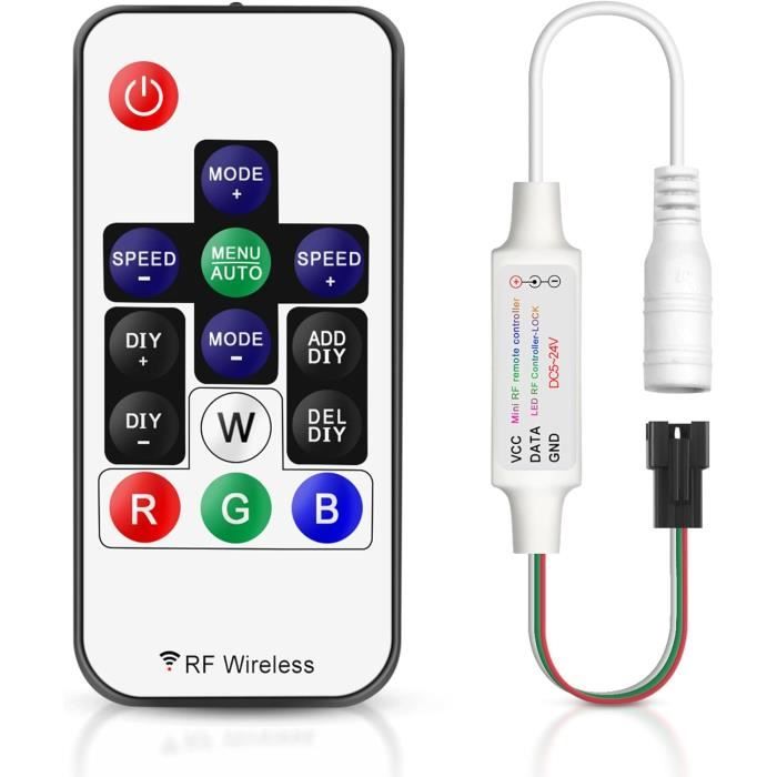 Télécommande LED et Controleur RGB LED, DC 5V-24V 14 Touches mini ...