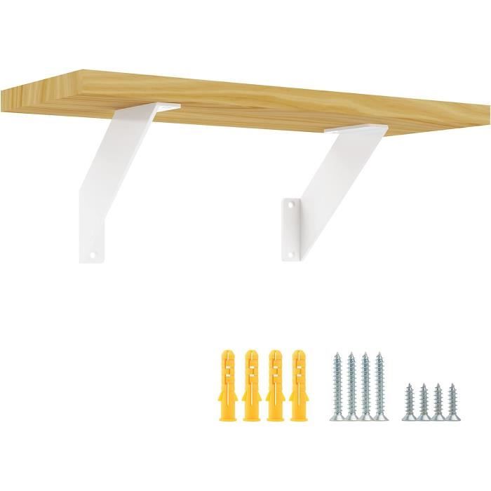 Équerre Étagère Blanche 15 CM, Conception Triangulaire Support Étagère Angle, Installation ...