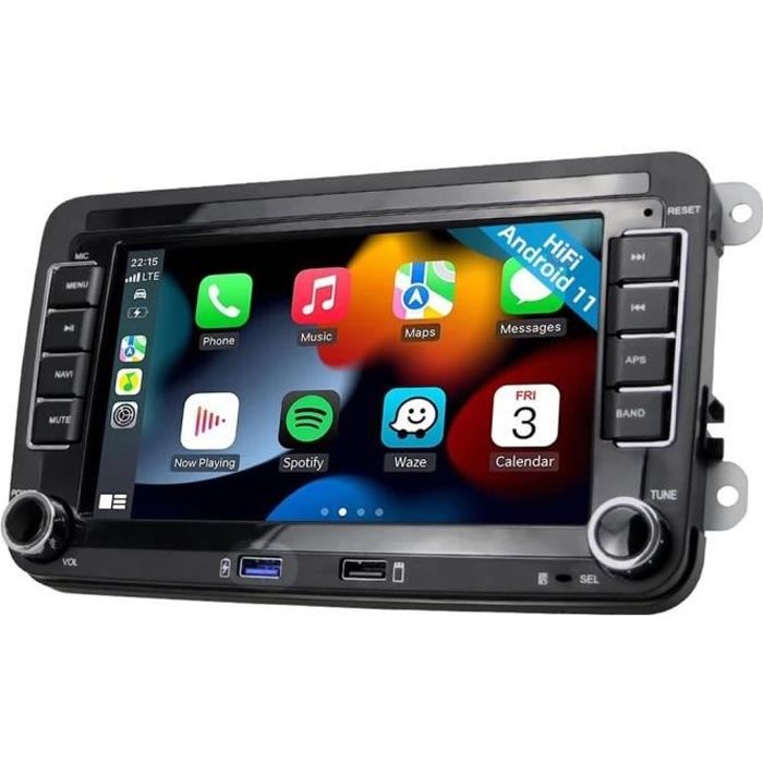 Autoradio 2 Din Android 12 pour VW Golf 5 6 Polo Seat Skoda Radio avec Apple Carplay sans Fil ...