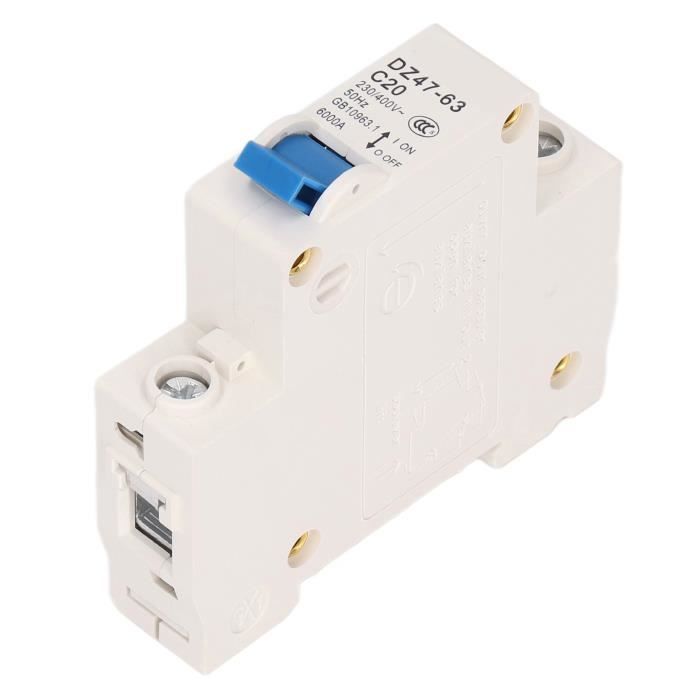 EJ.life Mini disjoncteur Disjoncteur Mini 1P MCB DIN Rail Mount 6000A Capacité de rupture 230V ...