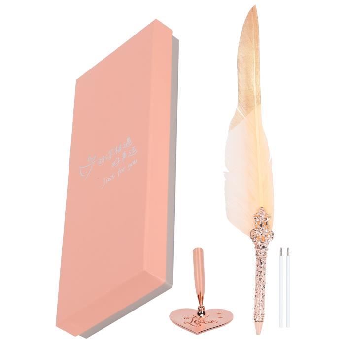 Fdit ensemble de stylo de dessin de plume Stylo plume en métal sculpté stylo plume avec support ...