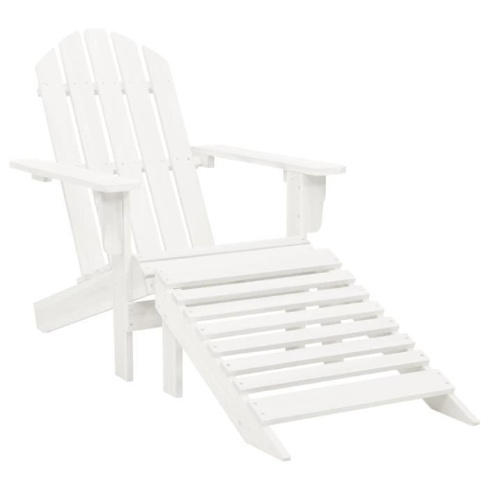 Fydun Chaise de jardin avec pouf Bois Blanc 112255 - Cdiscount Jardin