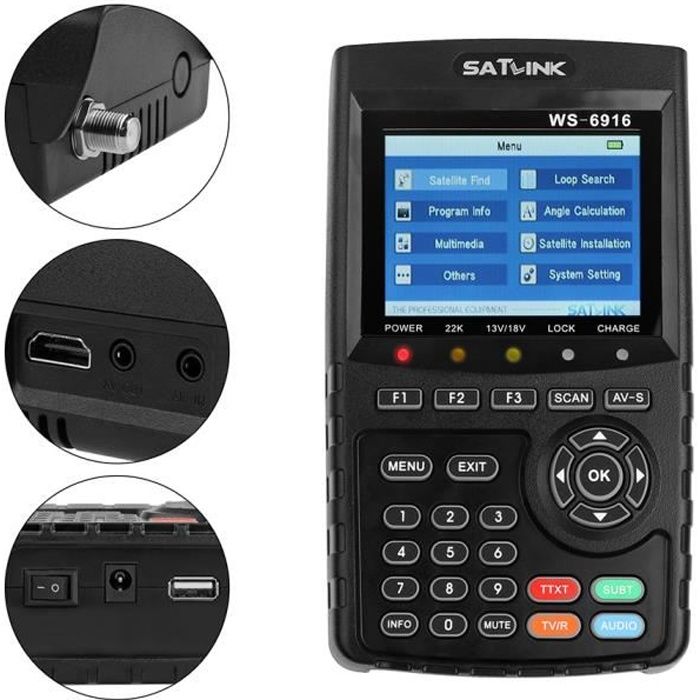 SATLINK WS-6916 HD Pointeur satellite DVB-S DVB-S2/MPEG-2 & MPEG-4 HDMI Satellite Finder ...