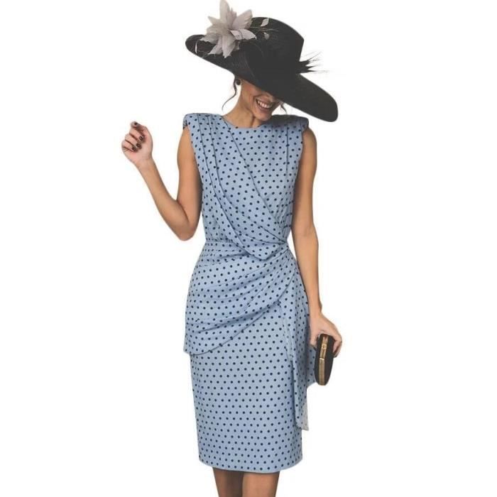 Mini Robe Ete Femme Chic Sexy Moulante Sans Manches Pack Robe à Pois ...