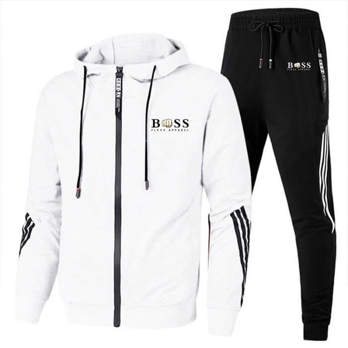 Sweat a capuche Imprime Deux pieces pour Homme Blanc Loisirs sportifs Blanc Cdiscount Pret a Porter
