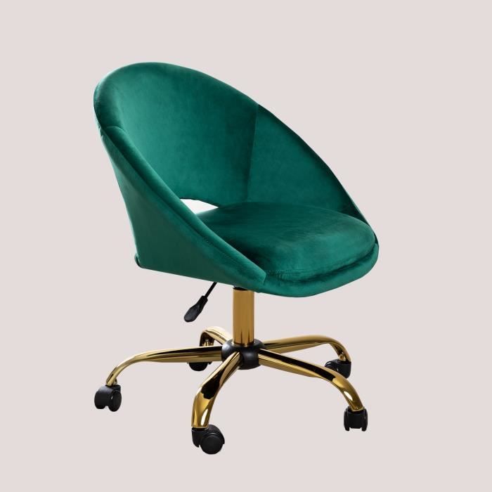 SKLUM Chaise de bureau en velours Vilett Vert Jungle - Cdiscount Maison
