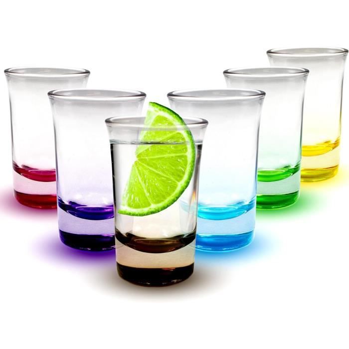 Verres à Shot Coloré - 50 ml Verre Shooter Lot de 6 - Verre Digestif ...