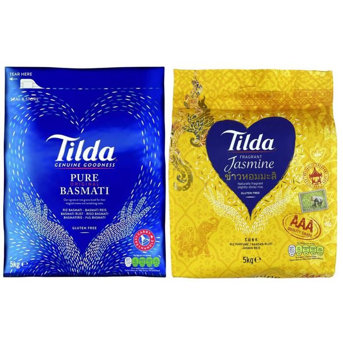 Duo de riz TILDA : Riz Basmati Long Pure Original 5kg + Riz Parfumé au ...