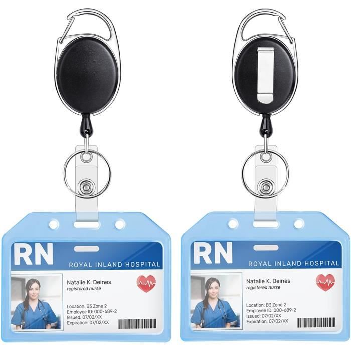 2 Pièces Porte Badge, Porte Badge Enrouleur, Plastique Extra Épais ...