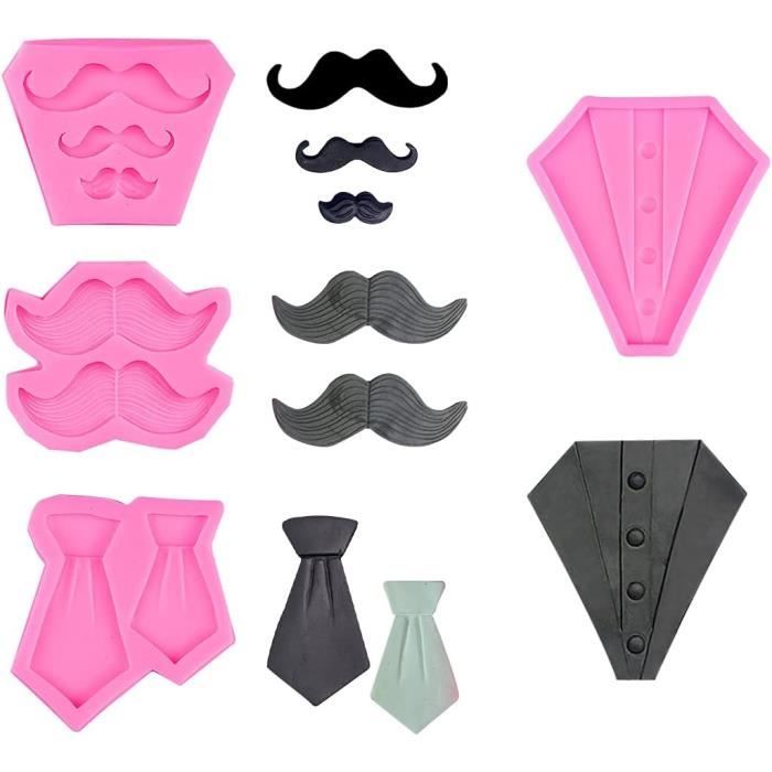 4 Pcs Moustache Cravate Moules En Silicone Moules En Fondant De Barbe ...