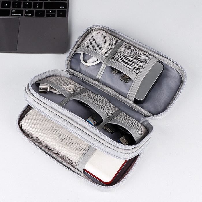 ACCESSOIRES POUR CABLE,gray double S--Sac de rangement pour câbles, sac ...