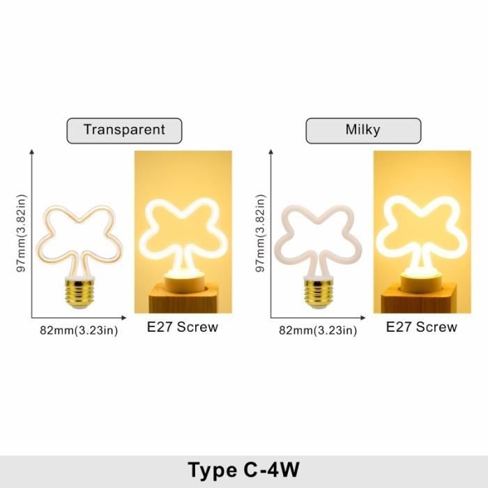 AMPOULE LED,Type C 4W E27-Milky--Ampoule LED Edison Vintage à Filament doux, E27, E14, 4W, 8W ...