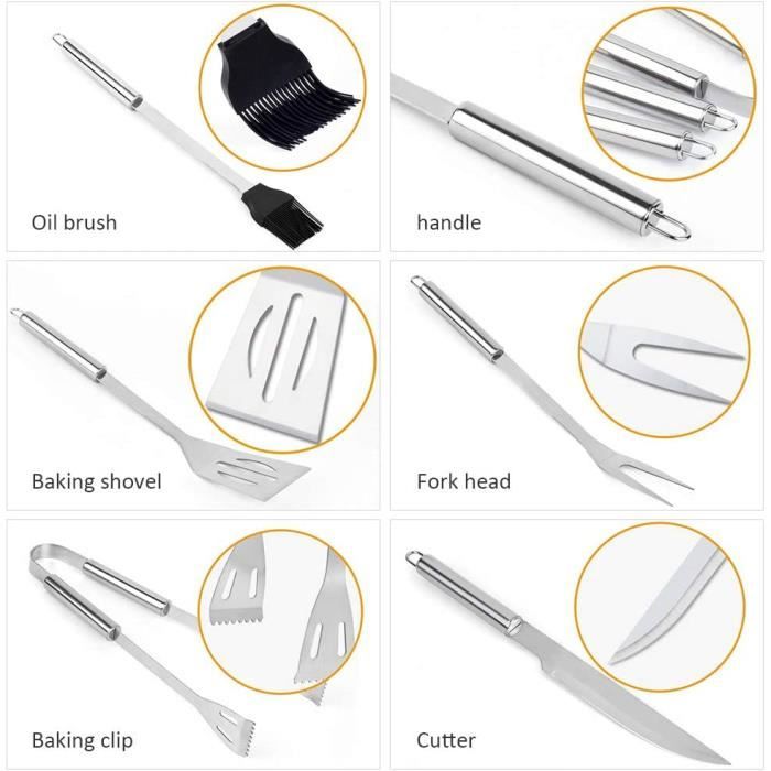 Ensemble de couverts de barbecue, couverts de barbecue en acier ...