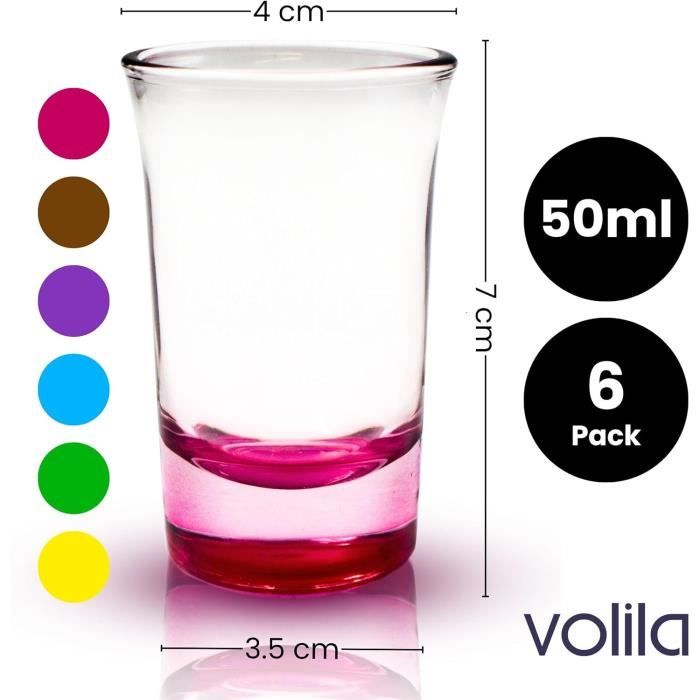 Verres à Shot Coloré - 50 ml Verre Shooter Lot de 6 - Verre Digestif ...