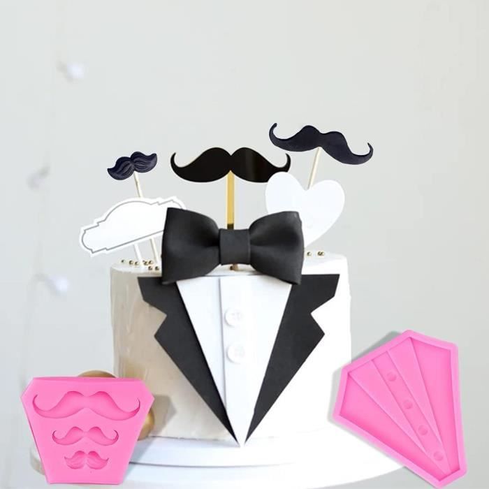 4 Pcs Moustache Cravate Moules En Silicone Moules En Fondant De Barbe ...
