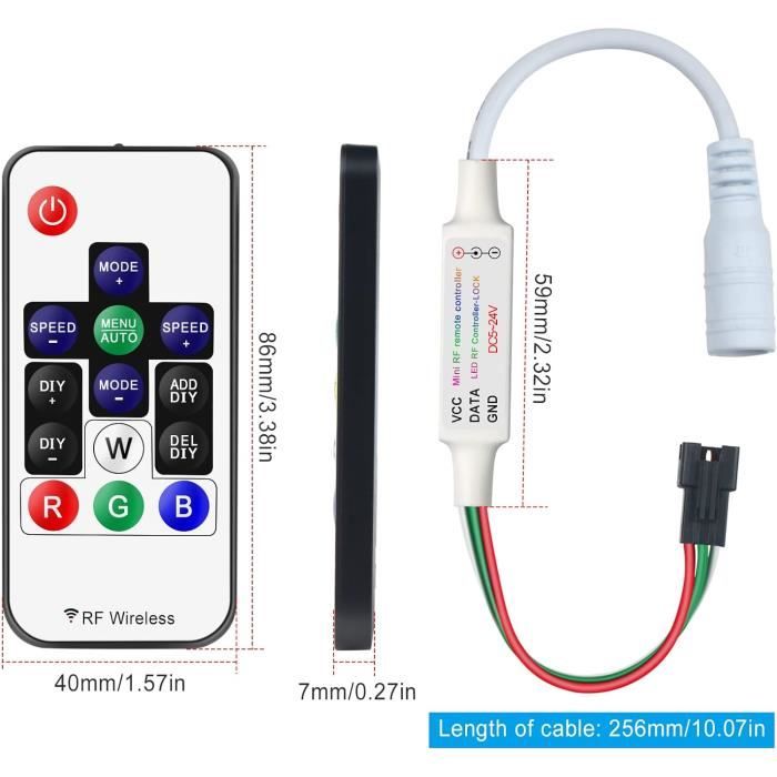 Télécommande LED et Controleur RGB LED, DC 5V-24V 14 Touches mini ...