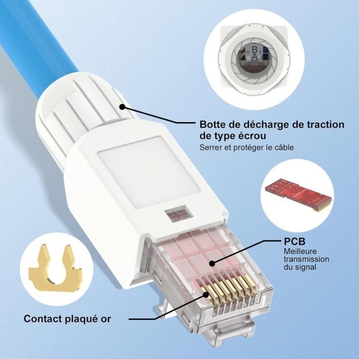 Connecteur Rj45 Sans Outil, Fiche De Terminaison De Terrain Rj45 Cat 6 ...