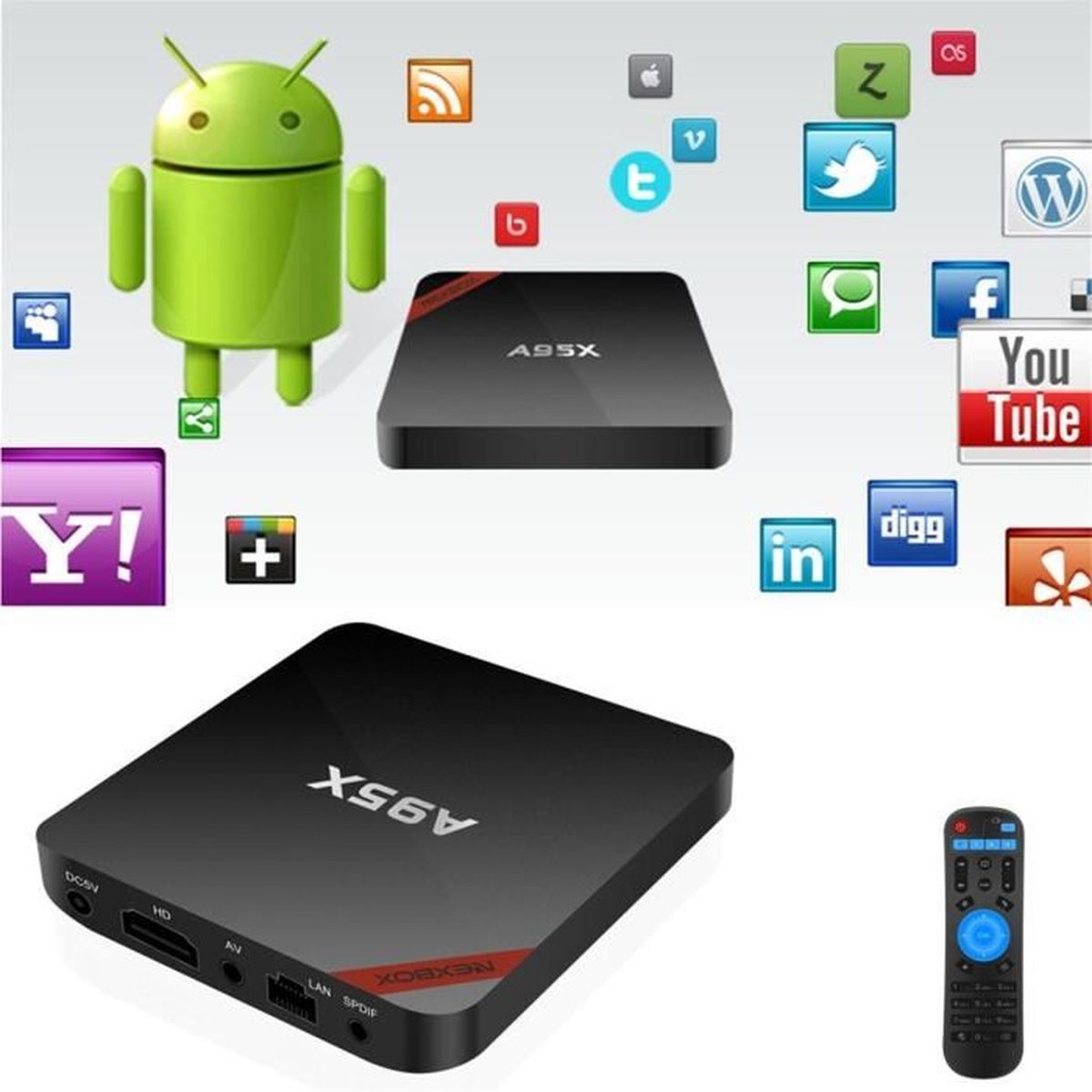 Boîtier multimédia tv box quad core smart 4k hd wifi 2gb + 8gb ...