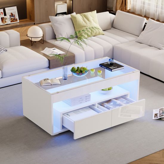 100*50*40cm Table de couche moderne avec lumière LED, canapé ...