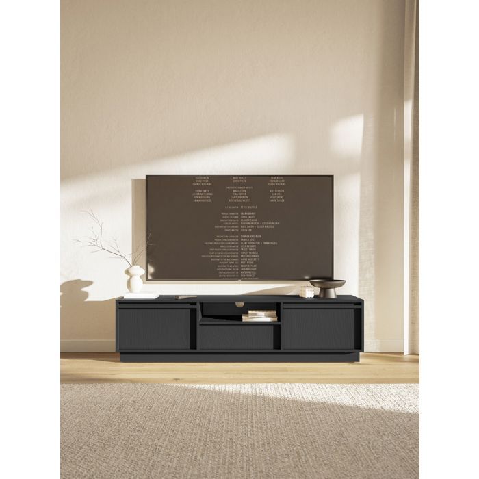 Meuble TV 3 portes avec 3 tiroirs - EVO - 154 cm - graphite noir ...
