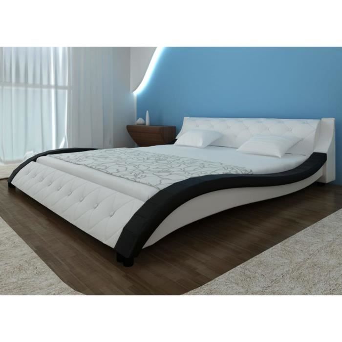 LIT COMPLET - MEUBLE ET SOMMIER ET MATELAS--Lit avec matelas Noir et ...