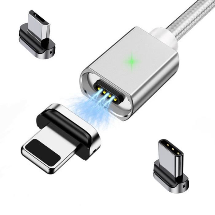 1M|câble Micro USB magnétique pour iPhone Samsung charge rapide données ...