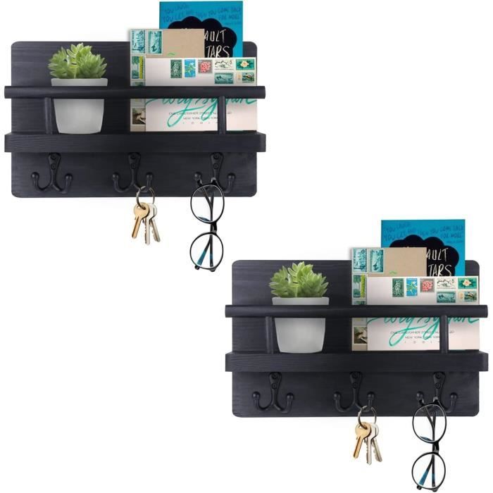 Porte Clef Mural, Porte Clé Mural en Bois avec 3 Crochets, Porte ...