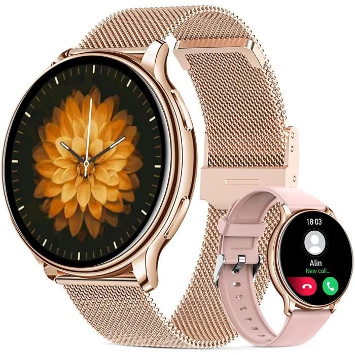 Montre Connectée Femme Homme 2022, Smartwatch Round pour Passer et ...