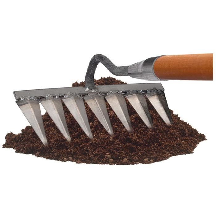 Râteau de Jardin en Métal pour Désherber, Râteler Pierre, Gravier et ...