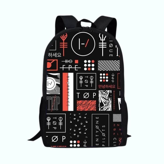 WHEREISART Twenty one pilots Print School Bags Backpacks Rucksack Black ...