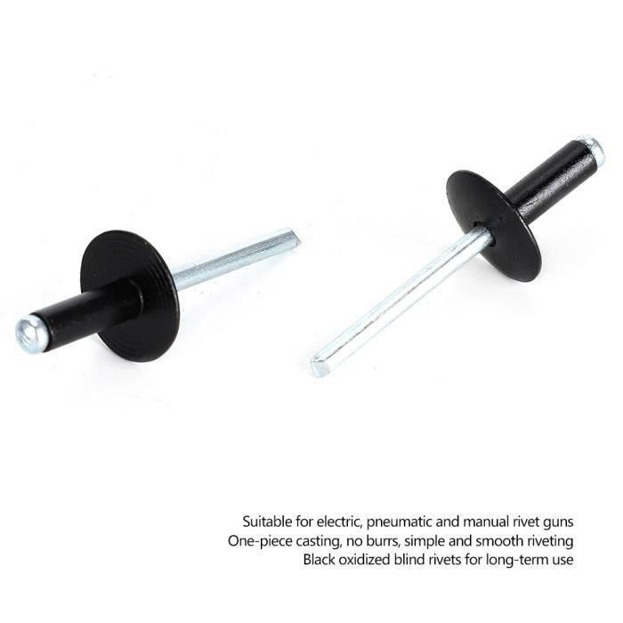 Kit de Rivets Aveugles - DIOCHE - 200 Pièces - Aluminium - Noir ...