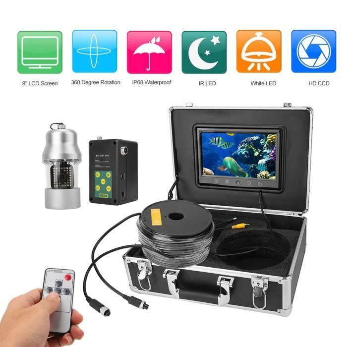 Drfeify Caméra sous-marine Caméra vidéo sous-marine Fish Finder 9 'caméra de pêche rotative ...