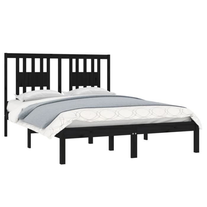 Cadre de lit en bois massif noir 120x190 cm - DRFEIFY - A3104037 ...