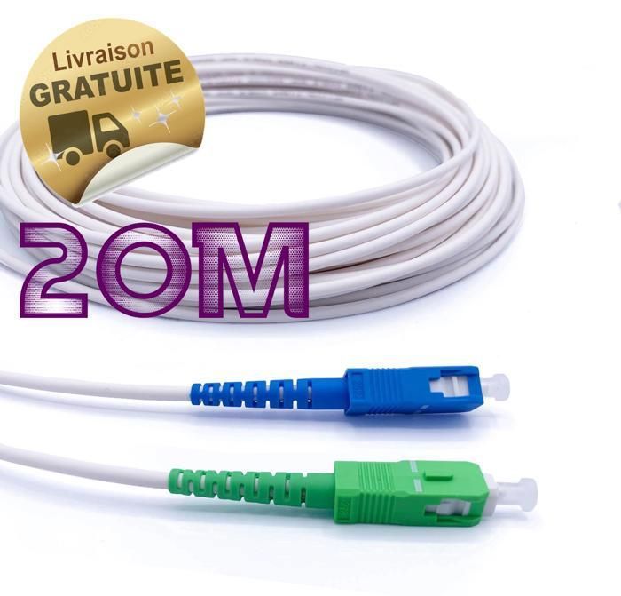 20m - Rallonge-Jarretiere Fibre Optique - SC APC vers SC UPC - Garantie ...