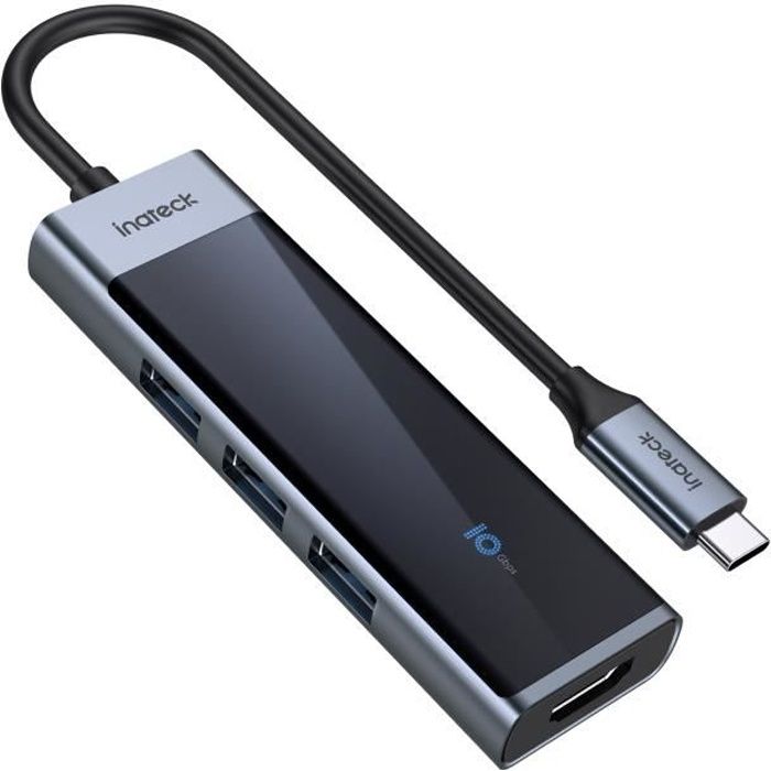 Inateck USB 3.2 Gen 2 Hub USB C, 10Gbps Adaptateur Type-C avec 1 Port PD 100W, 3 Ports USB 3.2 ...