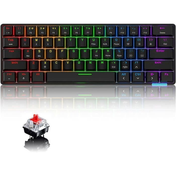 RGB Clavier Gamer Mécanique QWERTY, Mode de connexion double ...