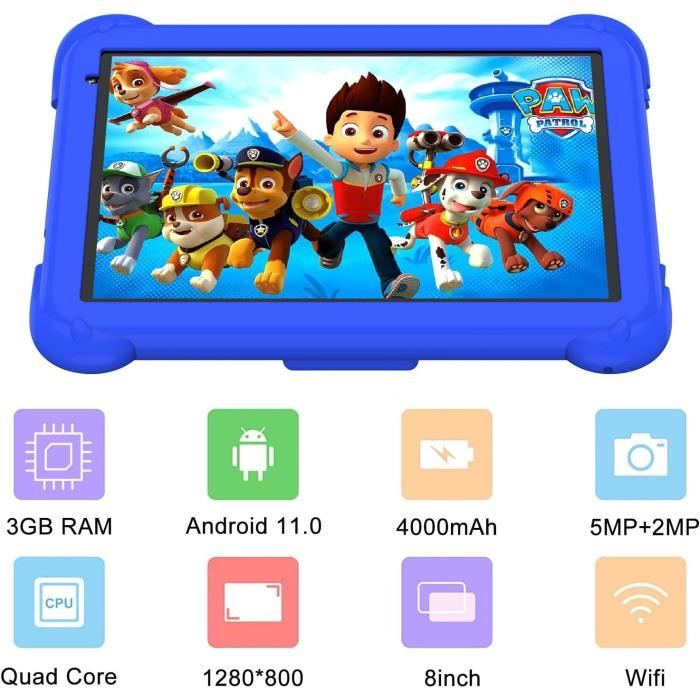 Tablette Enfants 8 Pouces Android 11 Éducative Tablette Avec Wifi ...