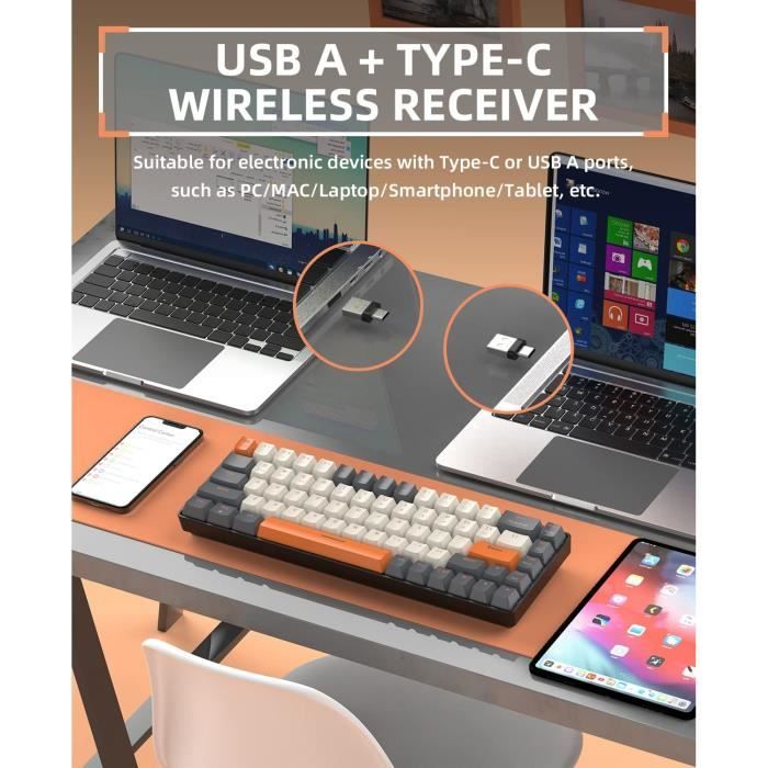 Clavier Gamer - MAGIC-REFINER - RK68 - Mécanique 60% - Bluetooth 5.0/2 ...